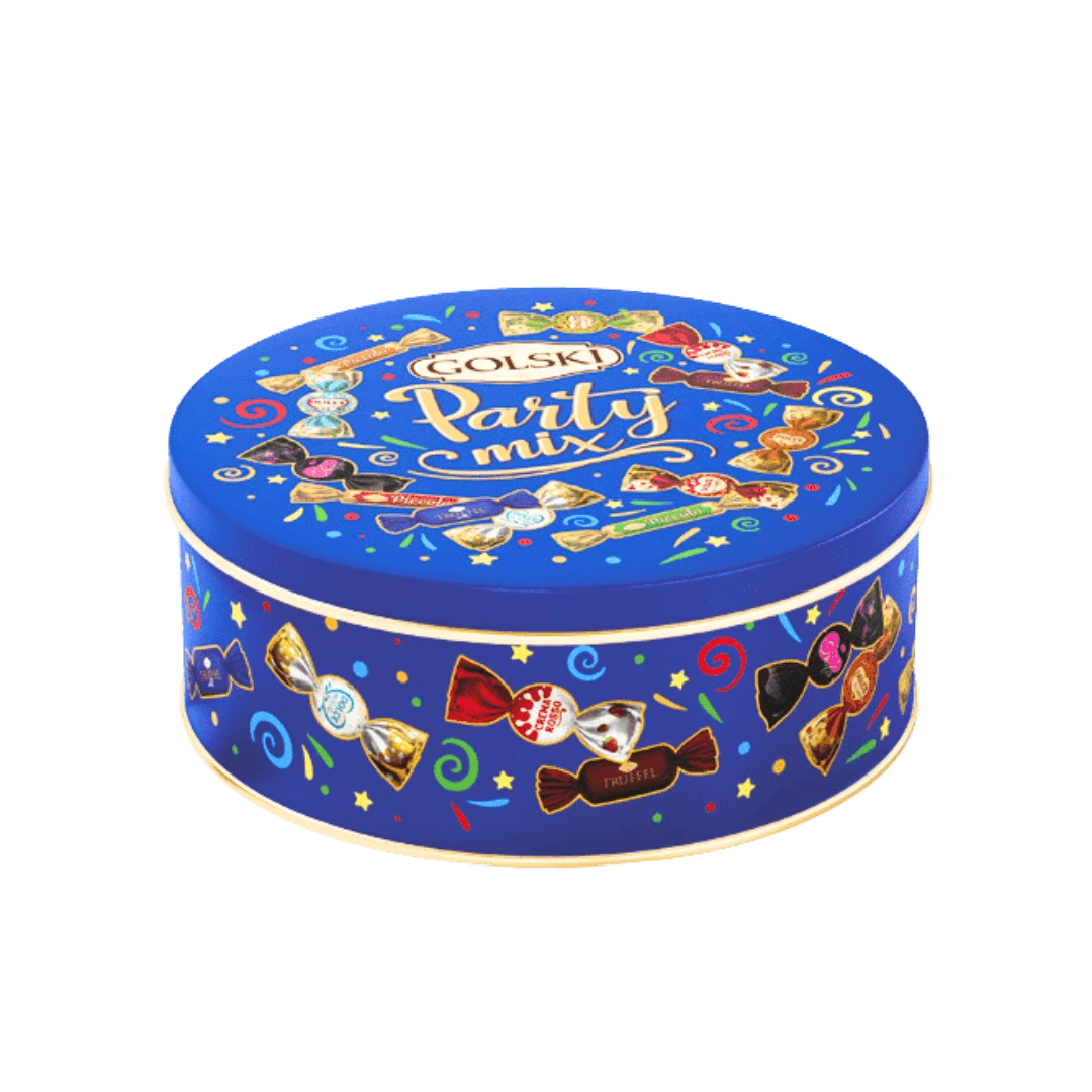 Šokoladiniai saldainiai metalinėje dėžutėje PARTY MIX BLUE, GOLSKI, 37 ...